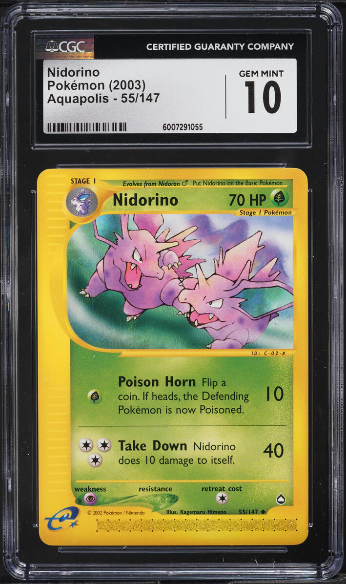 2003 POKEMON AQUAPOLIS NIDORINO #55 CGC 10 GEM MINT – lowpopping