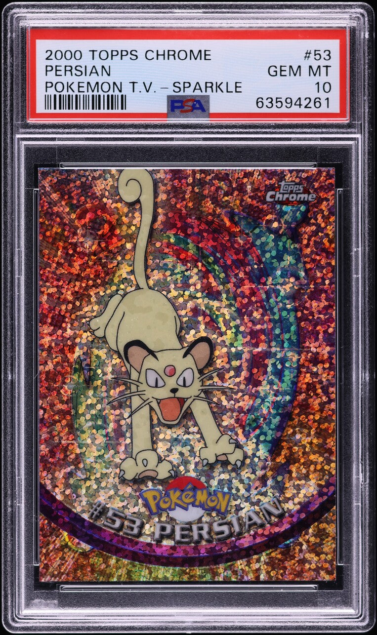 2000 TOPPS CHROME POKEMON SERIES 1 SPARKLE PERSIAN #53 PSA 10 GEM MINT – lowpopping