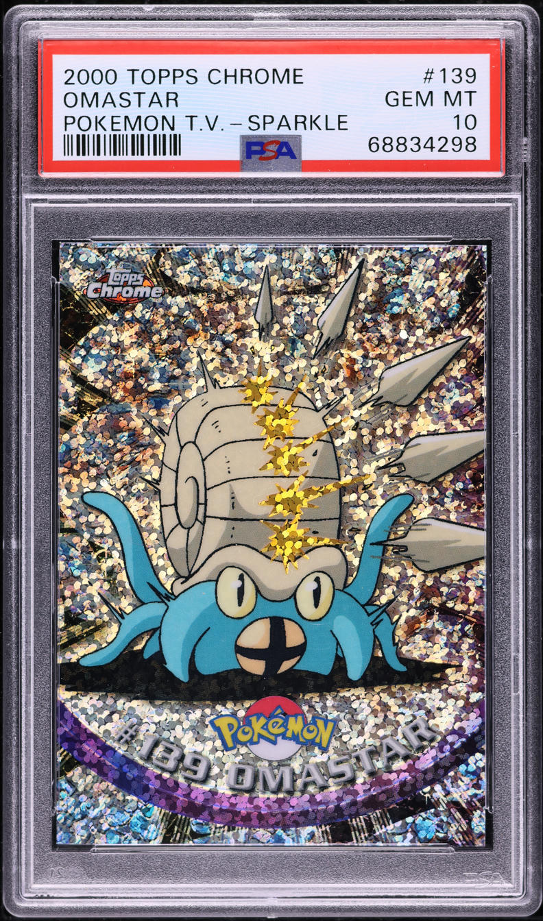 2000 TOPPS CHROME POKEMON SERIES 2 SPARKLE OMASTAR #139 PSA 10 GEM MIN – lowpopping