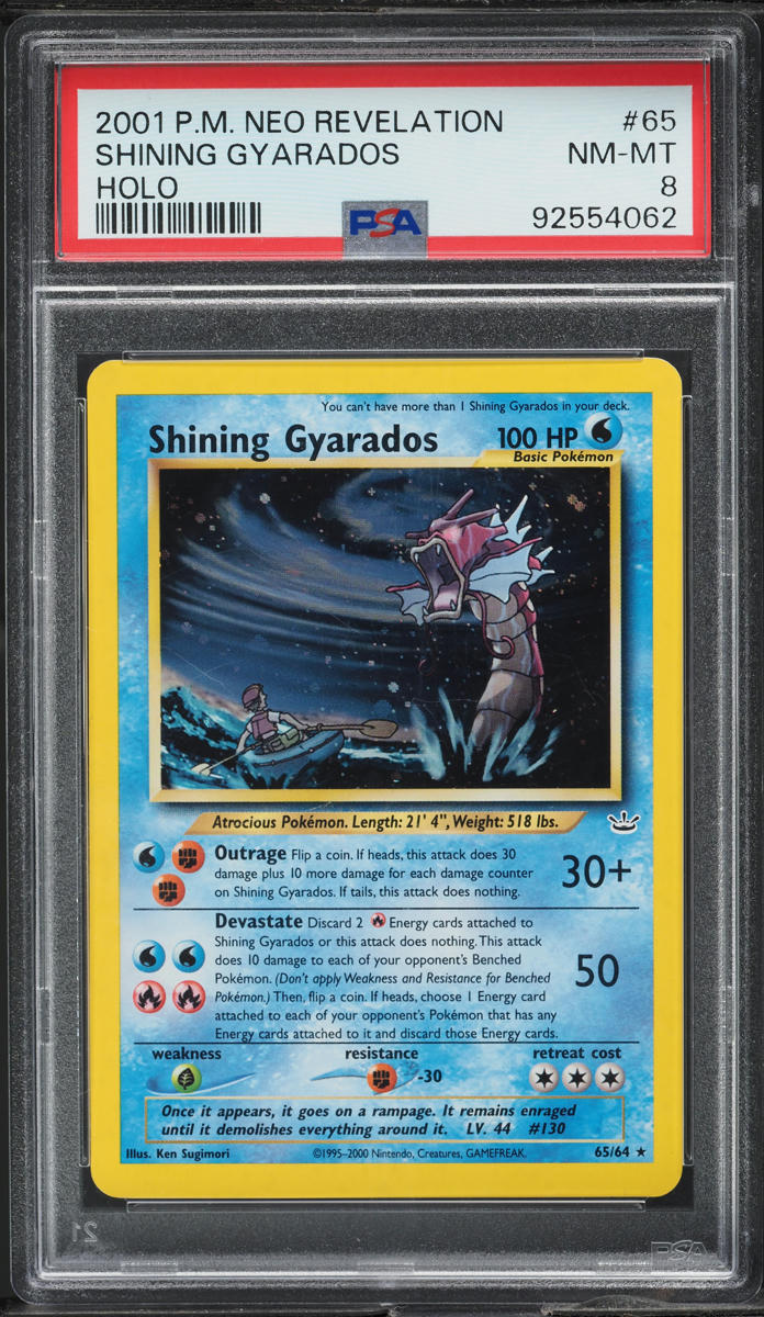 2001 POKEMON NEO REVELATION HOLO SHINING GYARADOS #65 PSA 8 NM-MT – lowpopping
