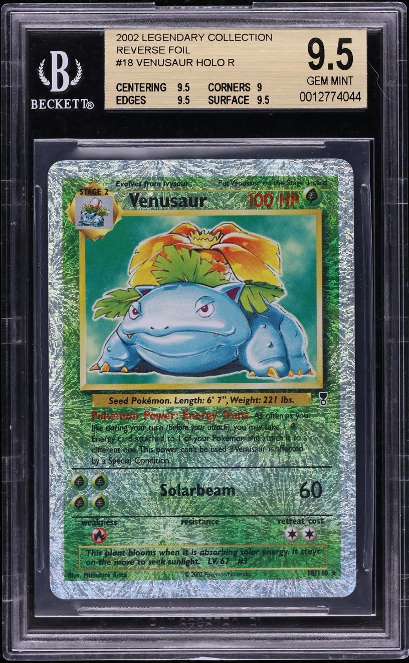2002 POKEMON LEGENDARY COLLECTION REVERSE HOLO VENUSAUR BGS 9.5 GEM MI ...