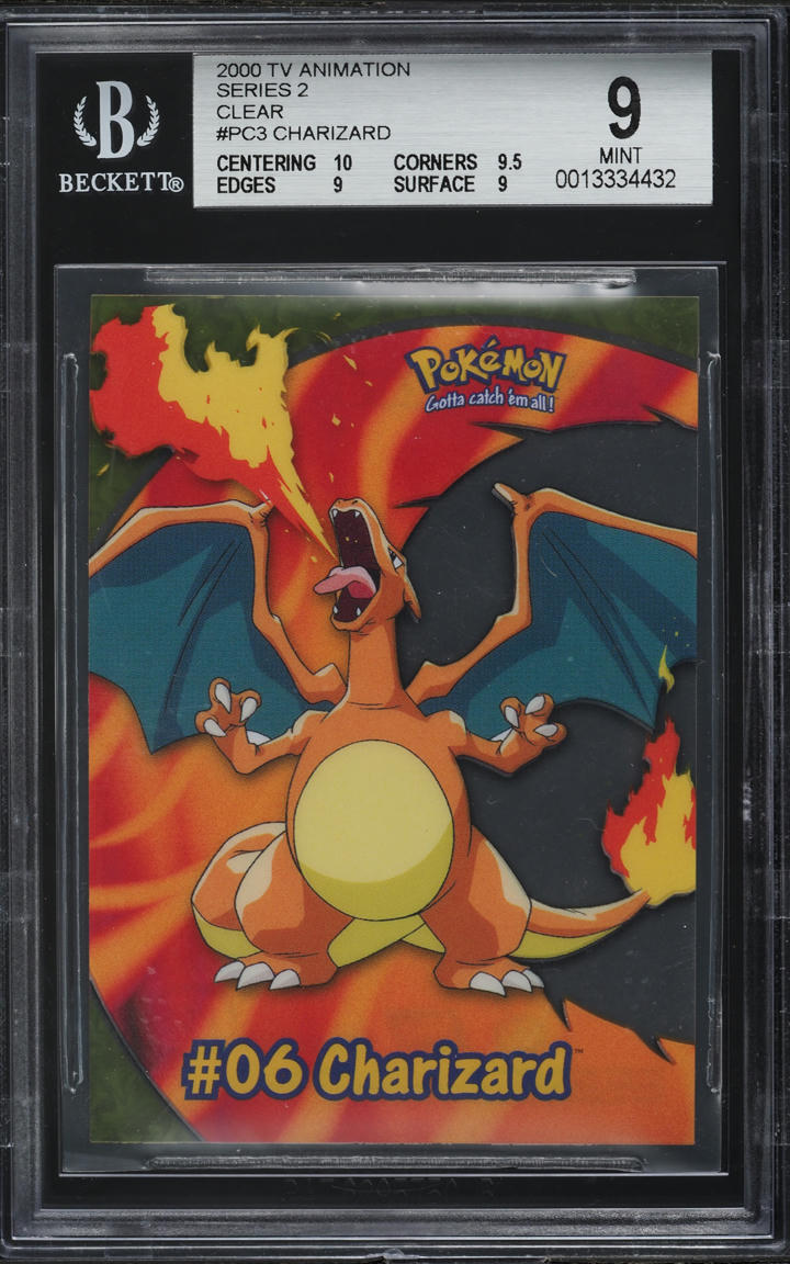 2000 TOPPS POKEMON TV ANIMATION CLEAR CARDS CHARIZARD #PC3 BGS 9 ...