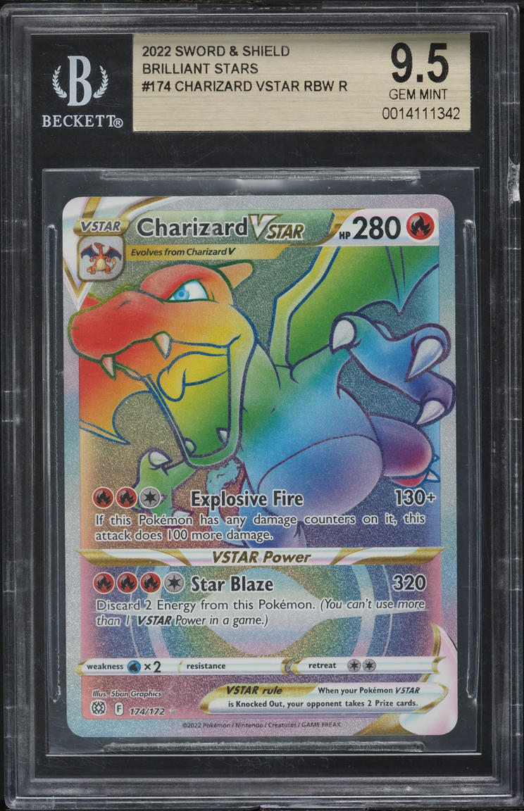 2022 POKEMON SWSH BRILLIANT STARS HYPER RARE CHARIZARD VSTAR #174 BGS ...