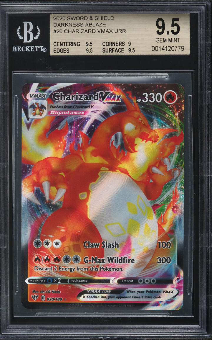 2020 POKEMON SWSH DARKNESS ABLAZE FULL ART CHARIZARD VMAX #20 BGS 9.5 ...
