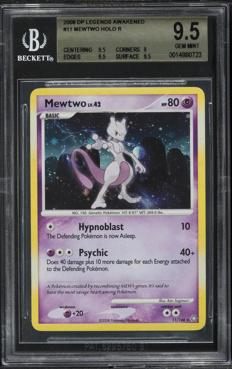 2008 POKEMON DIAMOND & PEARL LEGENDS AWAKENED HOLO MEWTWO #11 BGS 9.5 ...