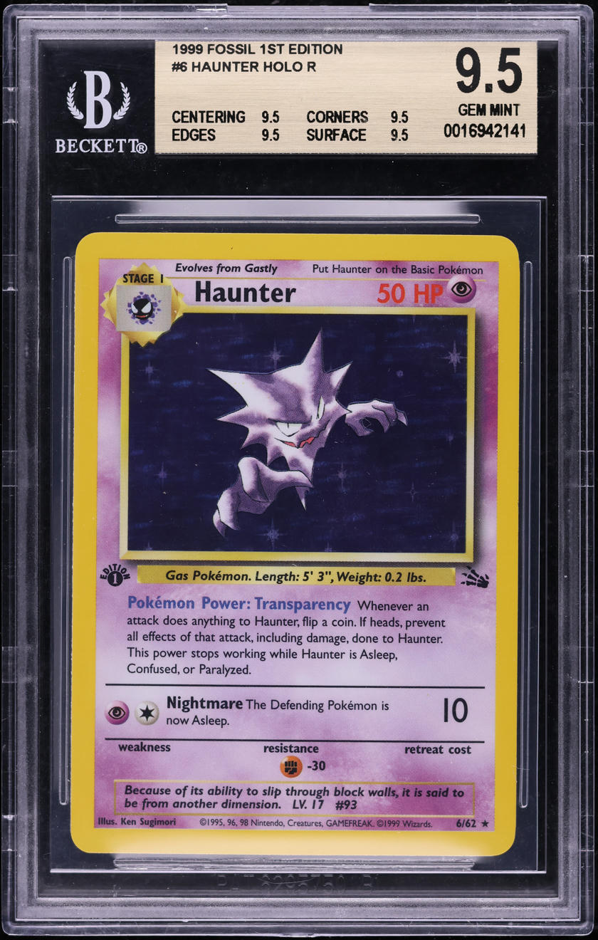 1999 POKEMON FOSSIL 1ST EDITION HOLO HAUNTER #6 BGS 9.5 GEM MINT ...