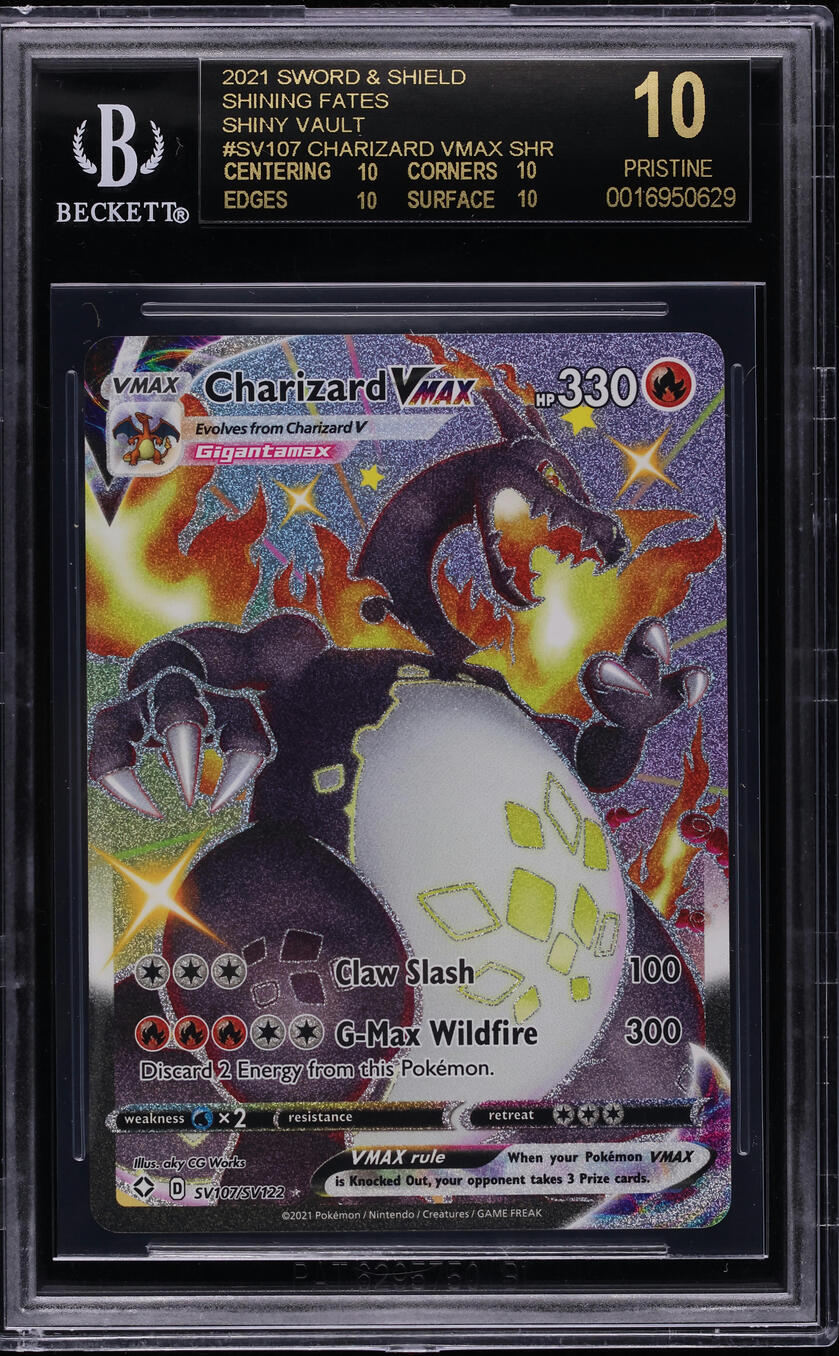 2021 POKEMON SWSH SHINING FATES SHINY CHARIZARD VMAX #107 BGS 10 BLACK ...