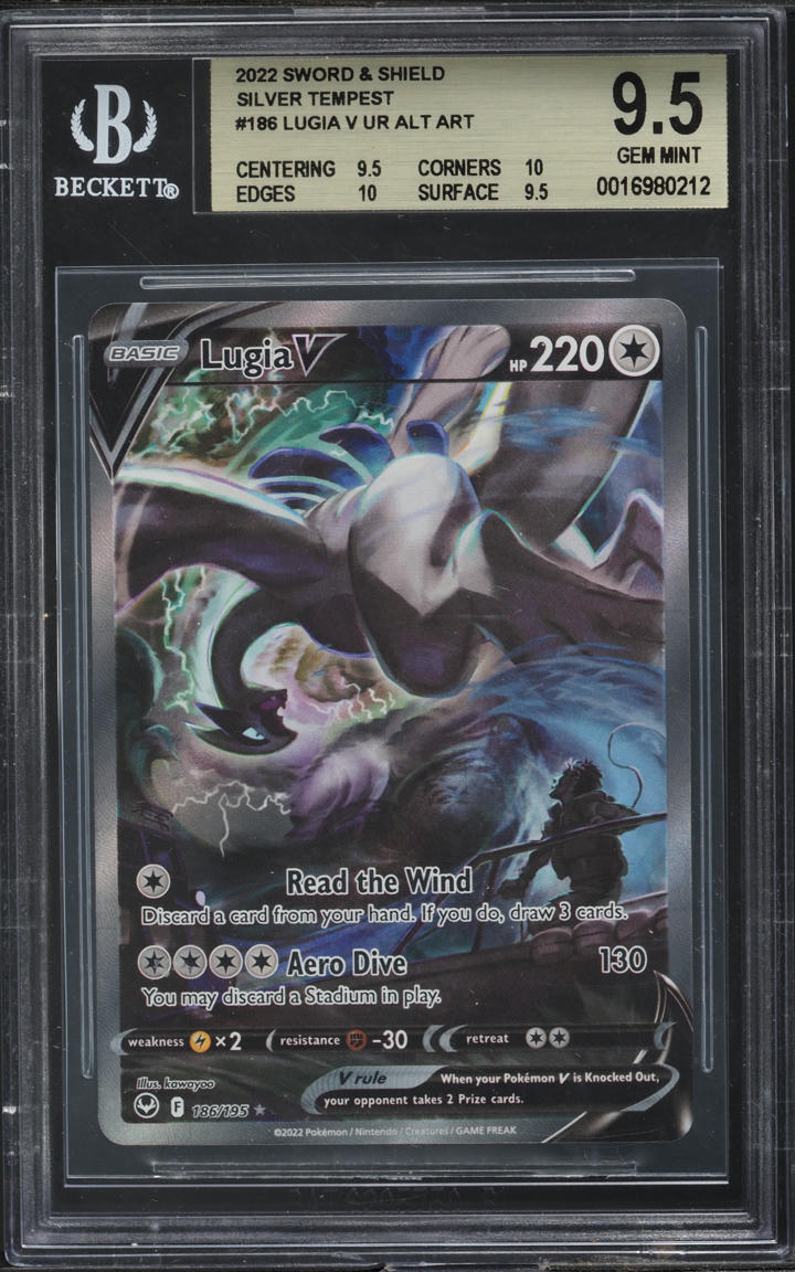 2022 POKEMON SWORD & SHIELD SILVER TEMPEST ALT ART LUGIA V #186 BGS 9 ...