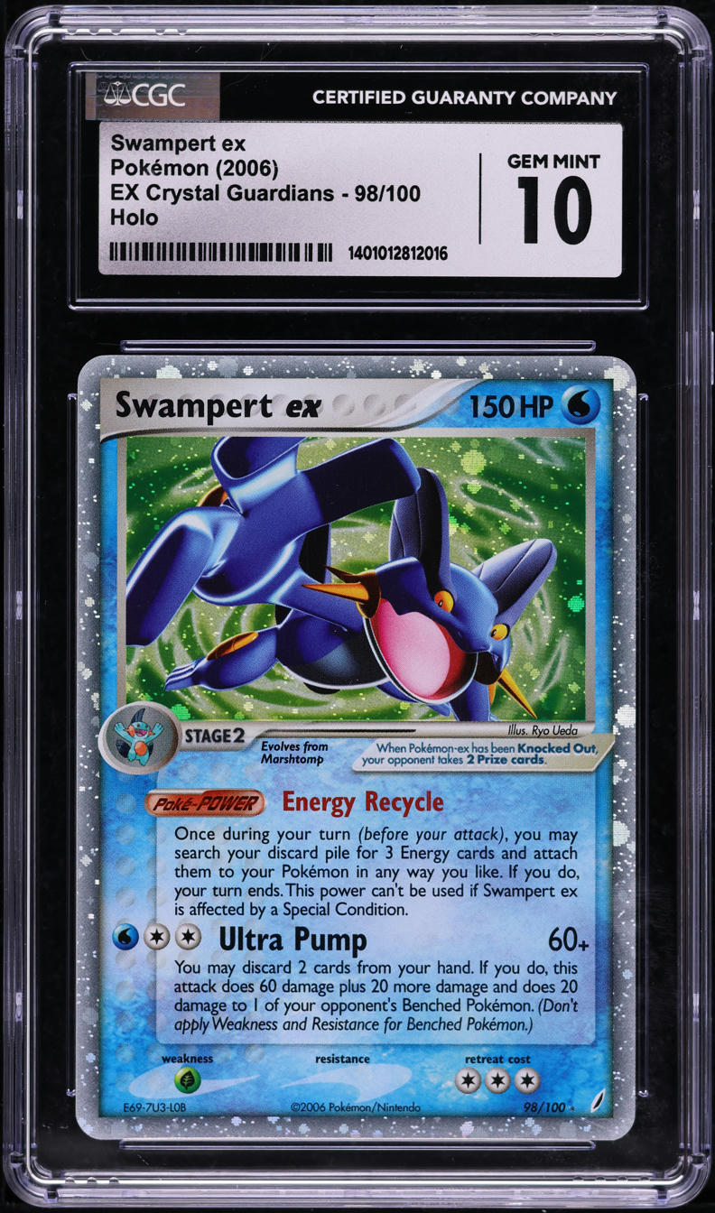 2006 POKEMON EX CRYSTAL GUARDIANS HOLO SWAMPERT EX #98 CGC 10 GEM MINT ...