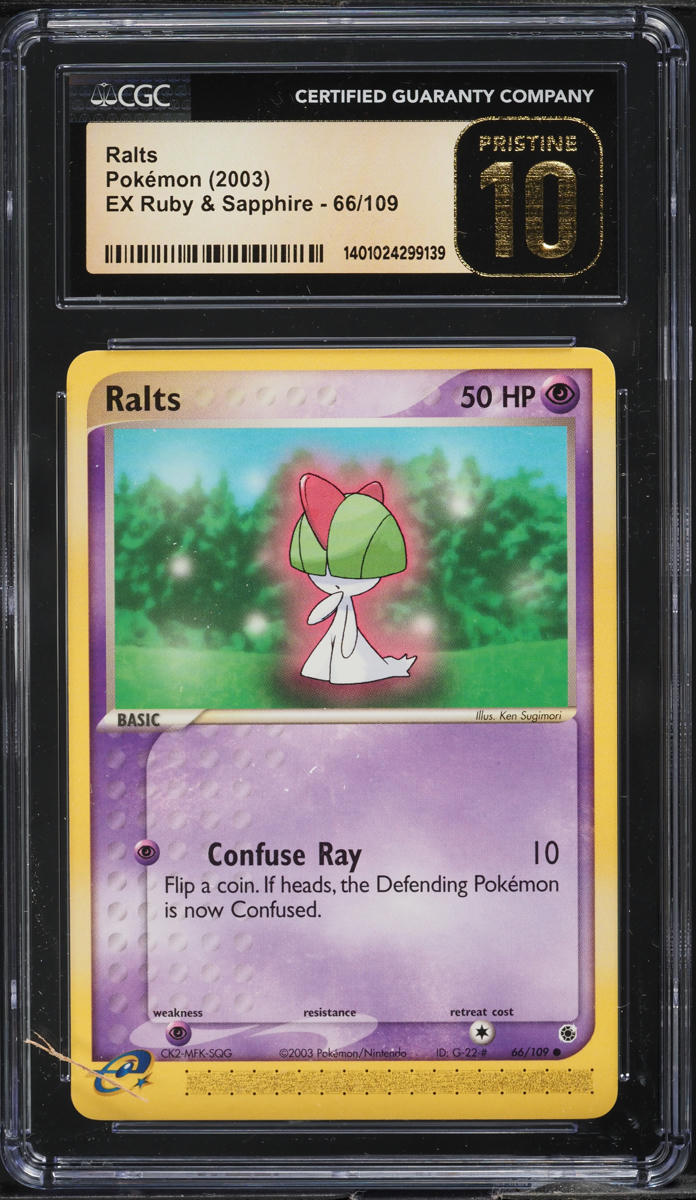 2003 POKEMON EX RUBY & SAPPHIRE RALTS #66 CGC 10 PRISTINE – lowpopping