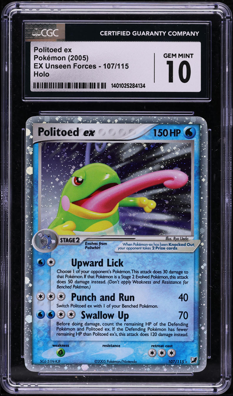 2005 POKEMON EX UNSEEN FORCES HOLO POLITOED EX #107 CGC 10 GEM MINT ...
