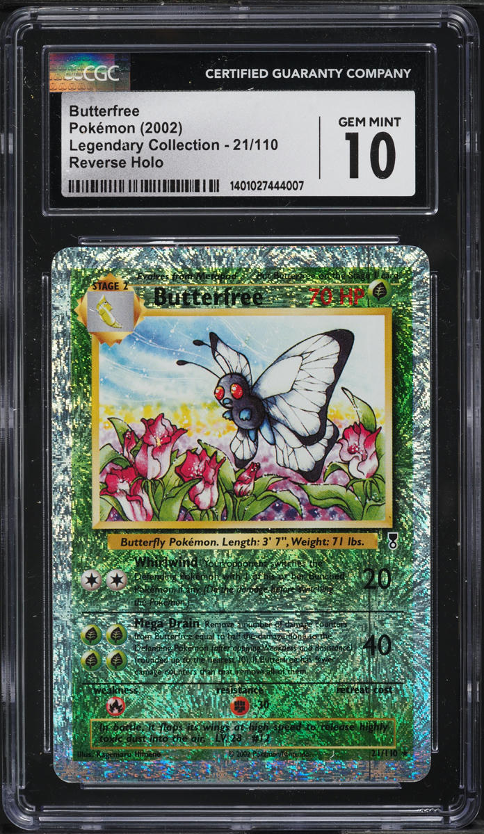 2002 POKEMON LEGENDARY COLLECTION REVERSE HOLO BUTTERFREE #21 CGC 10 G ...