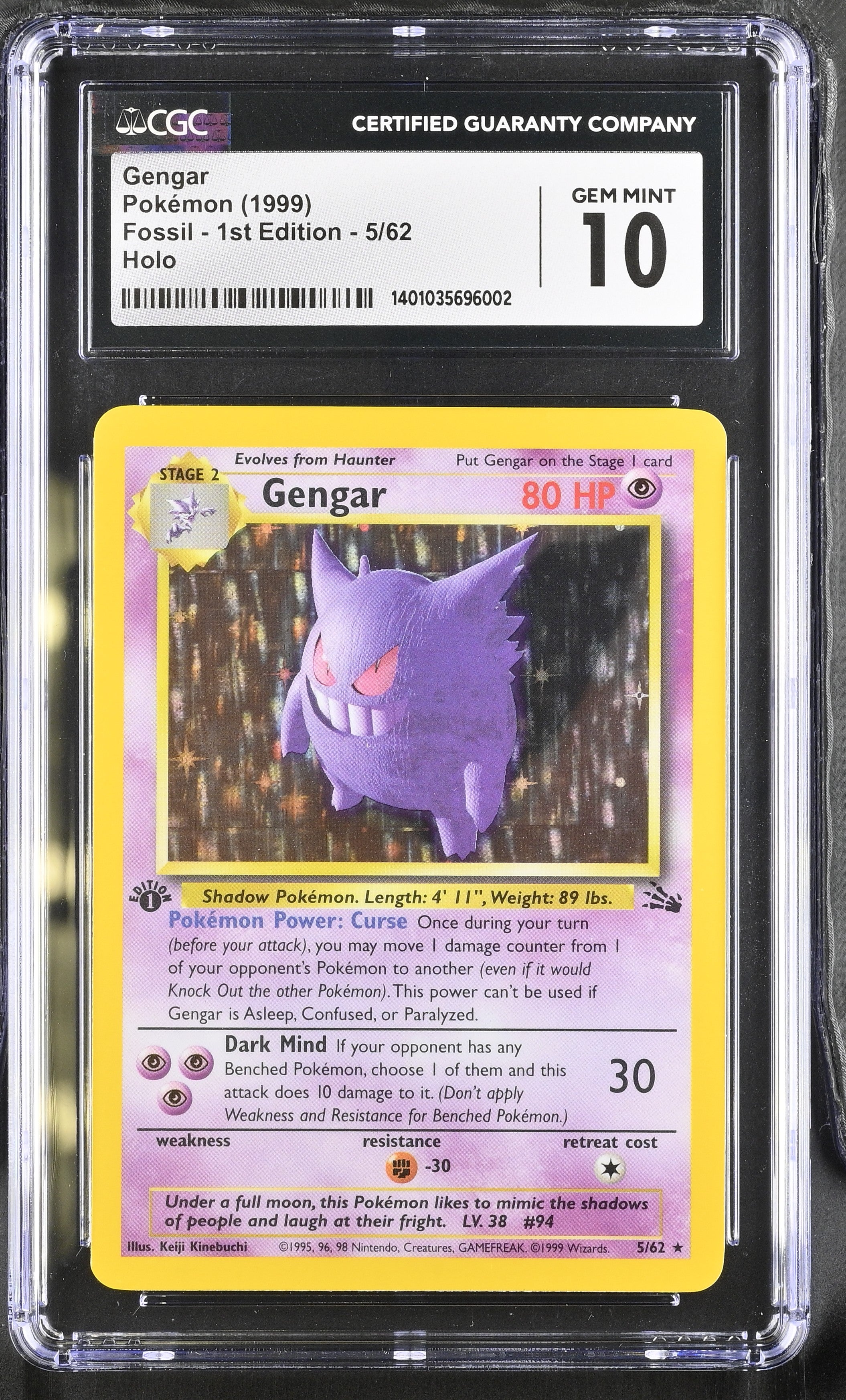 1999 POKEMON FOSSIL 1ST EDITION HOLO GENGAR #5 CGC 10 – lowpopping