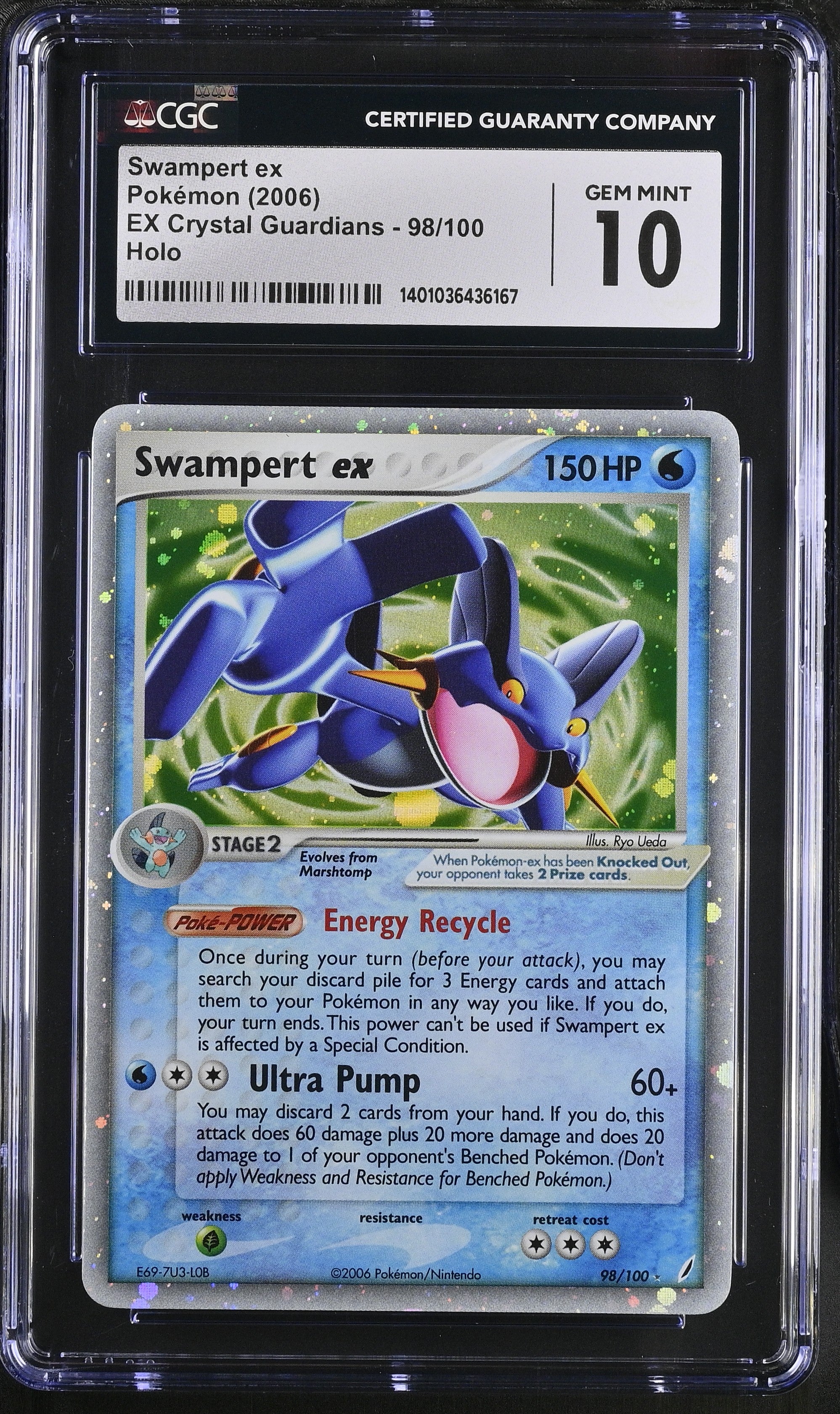 2006 POKEMON EX CRYSTAL GUARDIANS HOLO SWAMPERT EX #98 CGC 10 – lowpopping