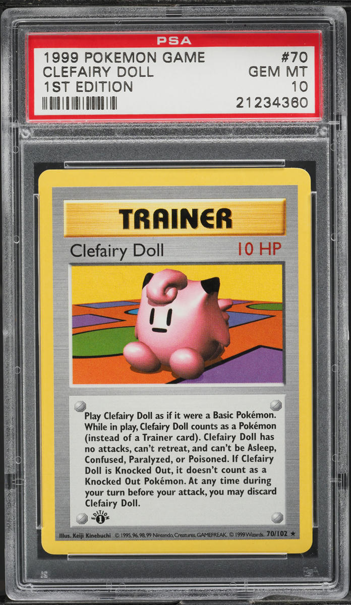 1999 POKEMON BASE SET SHADOWLESS 1ST EDITION CLEFAIRY DOLL #70 PSA 10 ...