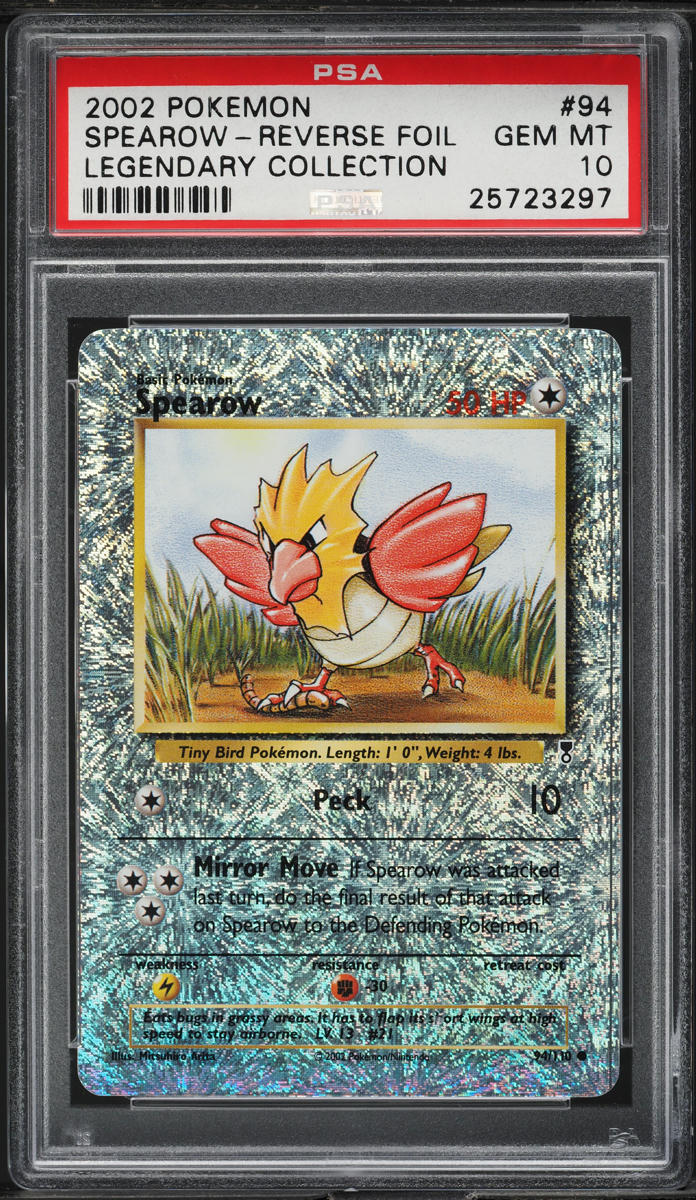 2002 POKEMON LEGENDARY COLLECTION REVERSE HOLO SPEAROW #94 PSA 10 GEM ...