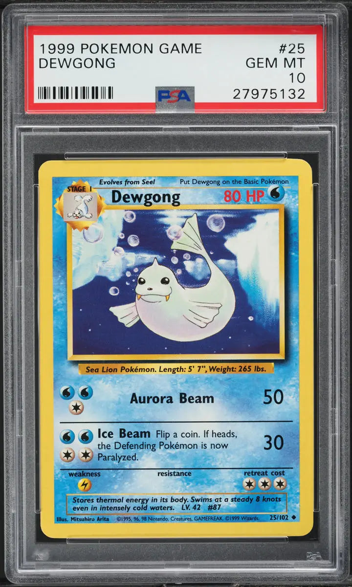 1999 POKEMON BASE SET DEWGONG #25 PSA 10 GEM MINT – lowpopping