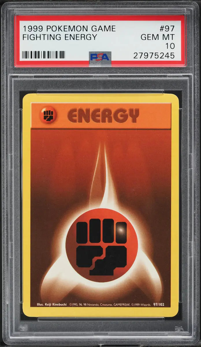 1999 POKEMON BASE SET FIGHTING ENERGY #97 PSA 10 GEM MINT – lowpopping