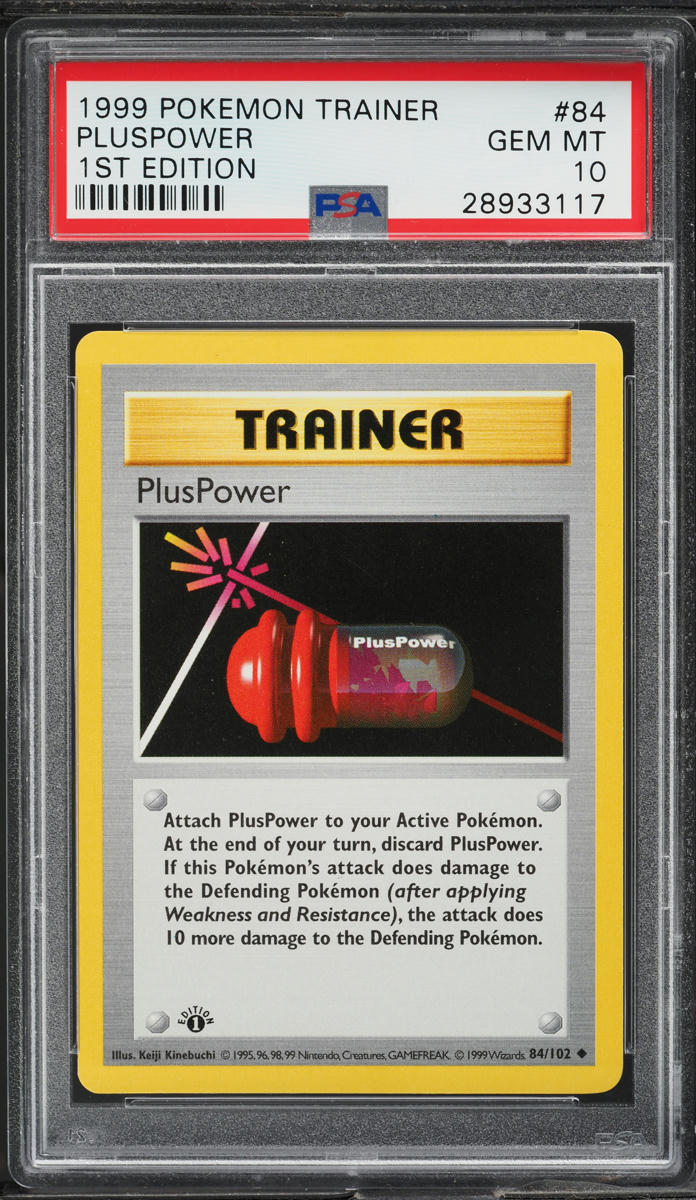 1999 POKEMON BASE SET SHADOWLESS 1ST EDITION PLUSPOWER #84 PSA 10 GEM ...
