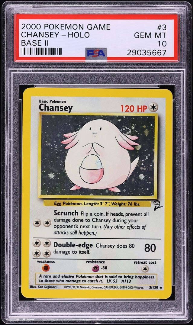 2000 POKEMON BASE SET 2 HOLO CHANSEY #3 PSA 10 GEM MINT – lowpopping