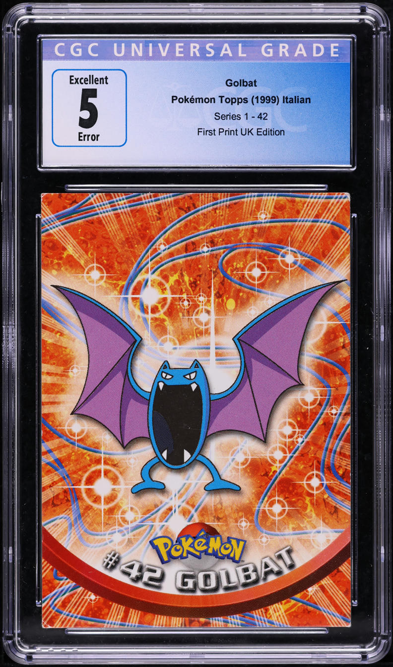 1999 POKEMON TOPPS ITALIAN SERIES 1 GOLBAT #42 CGC 5 *CHARIZARD BACK E ...