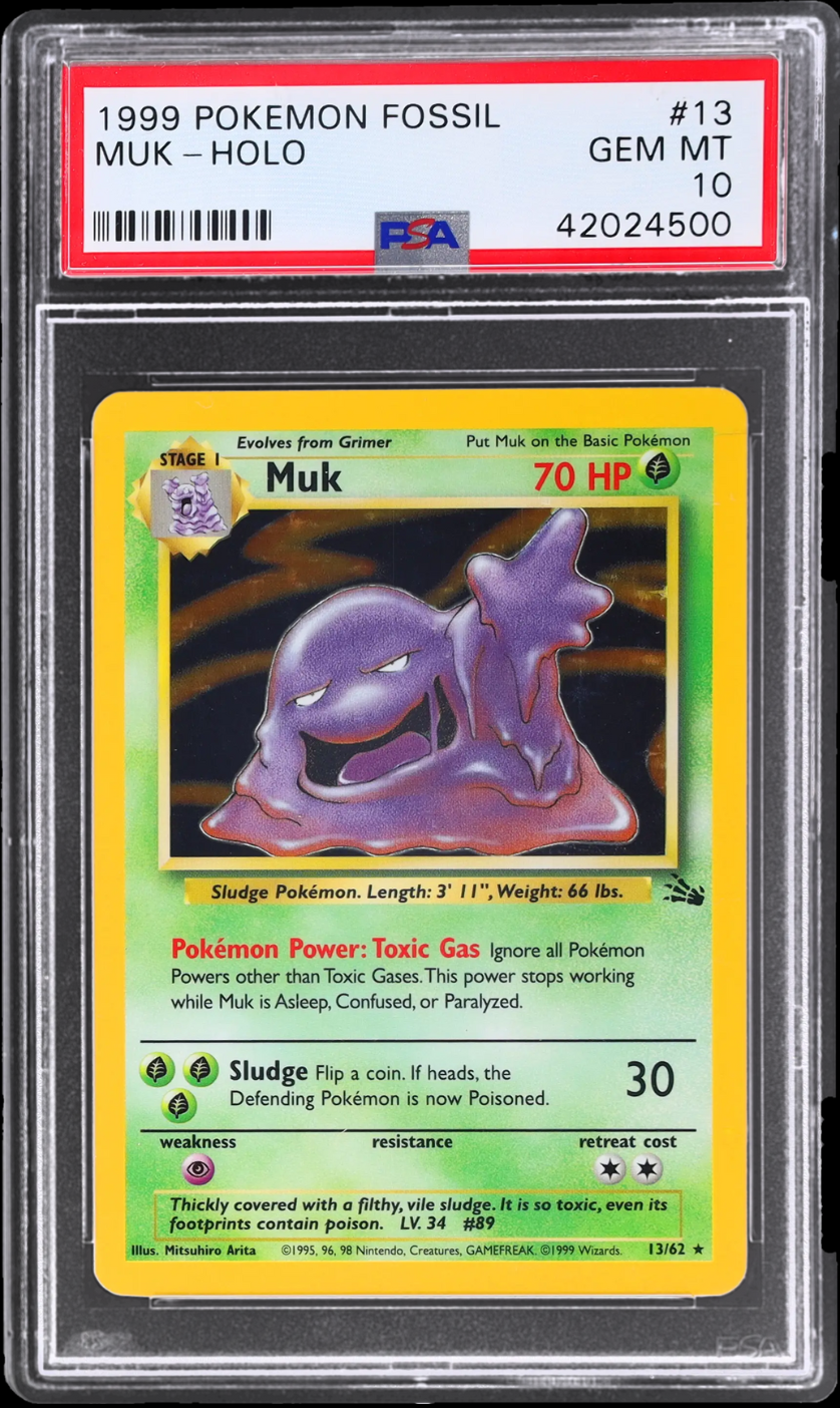 1999 POKEMON FOSSIL HOLO MUK #13 PSA 10 – lowpopping