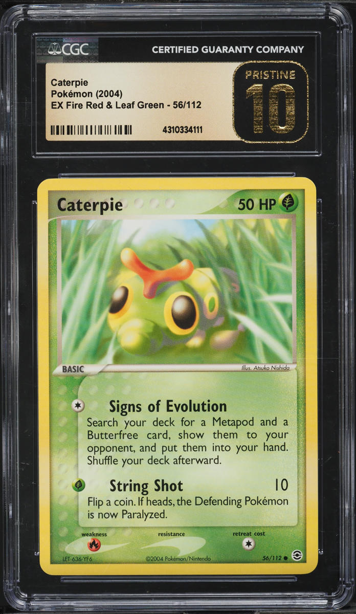 2004 POKEMON EX FIRE RED & GREEN LEAF CATERPIE #56 CGC 10 PRISTINE ...