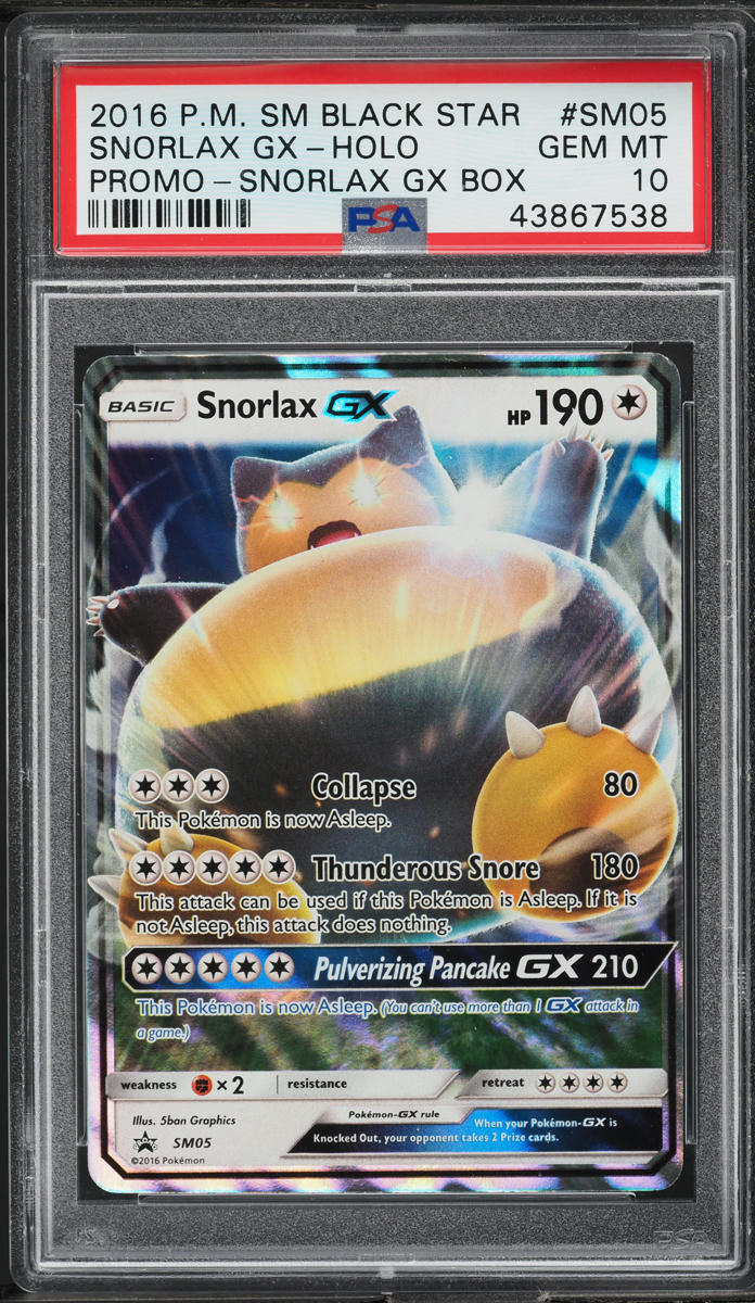 2016 POKEMON SM BLACK STAR PROMO BOX HOLO SNORLAX GX #SM05 PSA 10 ...
