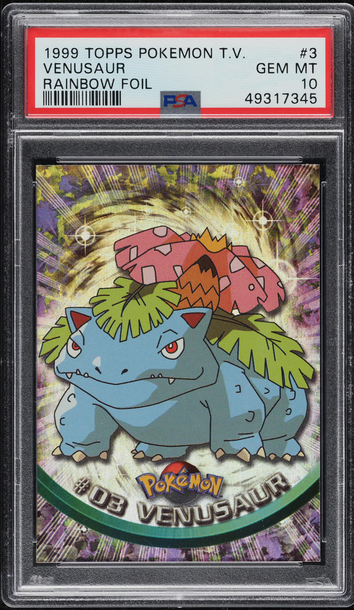1999 TOPPS POKEMON TV RAINBOW FOIL VENUSAUR #3 PSA 10 GEM MINT – lowpopping