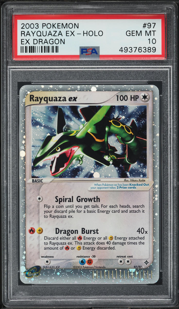 2003 POKEMON EX DRAGON HOLO RAYQUAZA EX #97 PSA 10 GEM MINT – lowpopping
