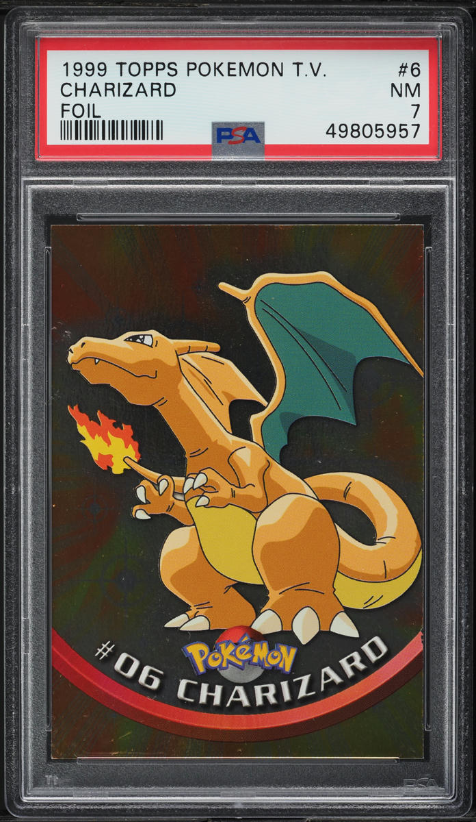 1999 TOPPS POKEMON SERIES 1 FOIL CHARIZARD #6 PSA 7 NRMT – lowpopping