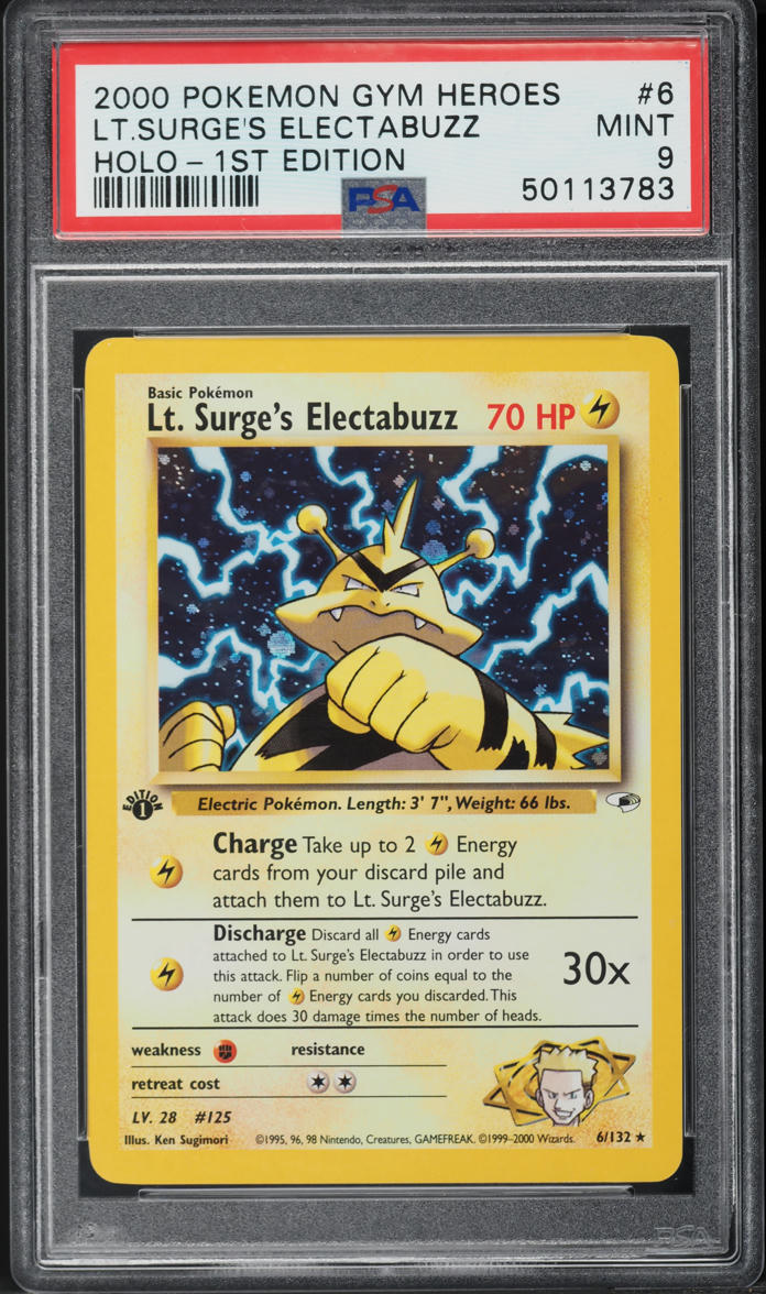 2000 POKEMON GYM HEROES HOLO 1ST EDITION LT. SURGE'S ELECTABUZZ #6 PSA ...