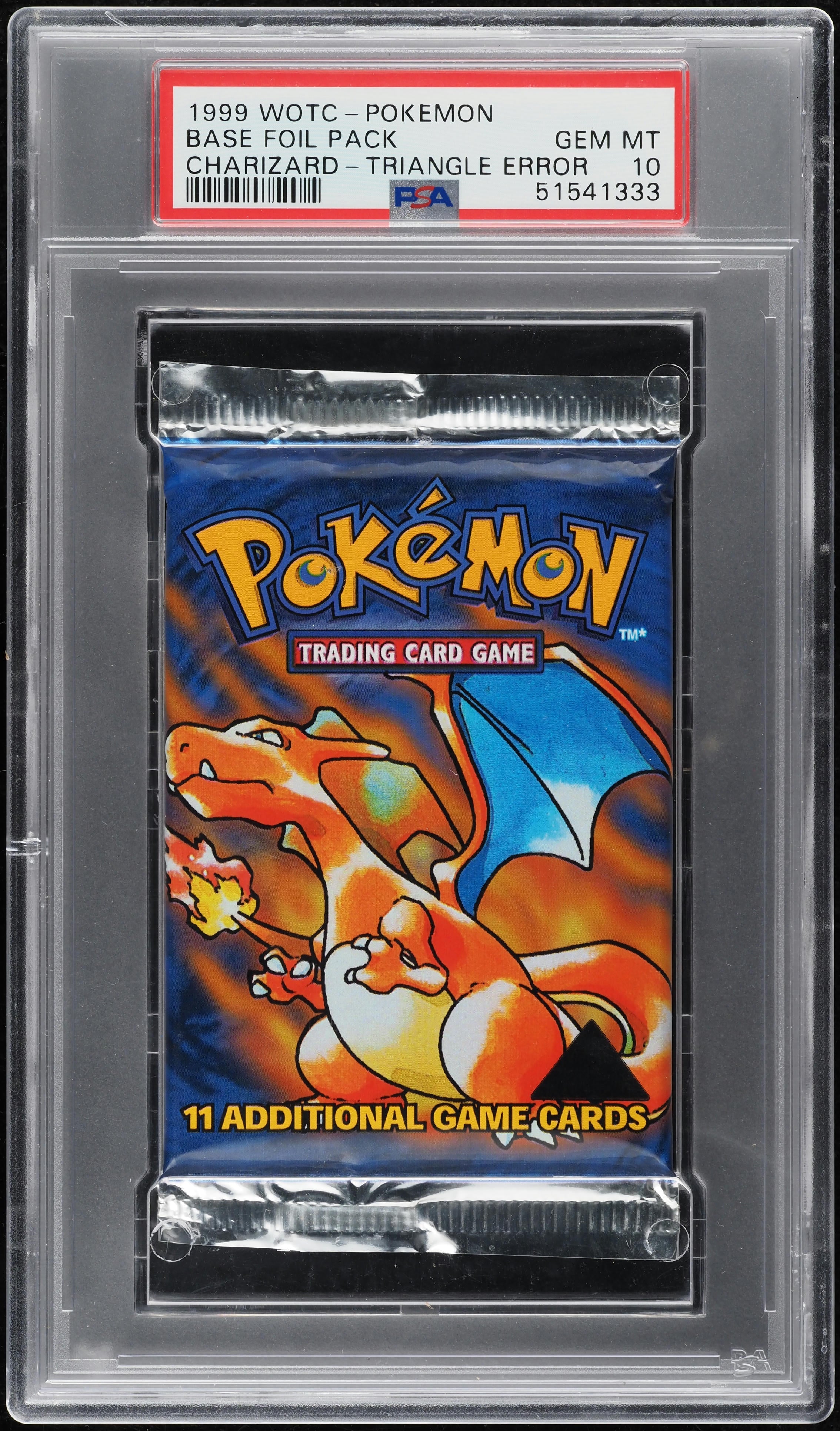 1999 POKEMON BASE SET TRIANGLE ERROR BOOSTER PACK CHARIZARD ART PSA 10 ...