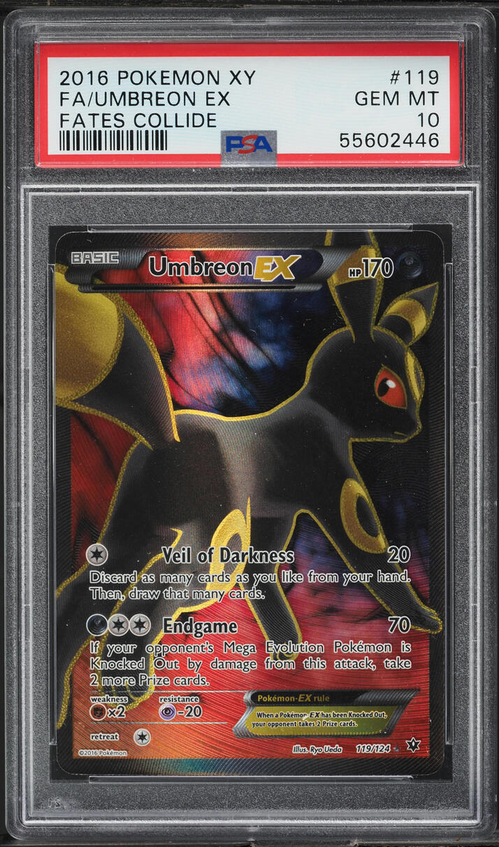 2016 POKEMON XY FATES COLLIDE FULL ART UMBREON EX #119 PSA 10 GEM MINT ...