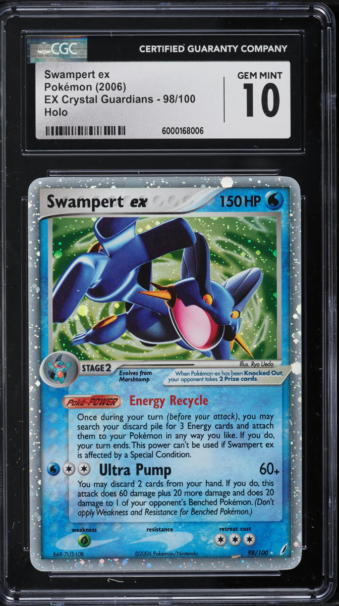 2006 POKEMON EX CRYSTAL GUARDIANS HOLO SWAMPERT EX #98 CGC 10 GEM MINT ...