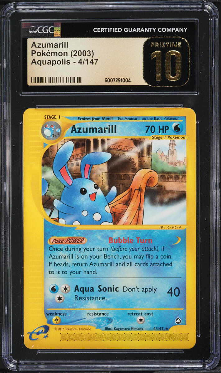 2003 Pokemon Aquapolis Azumarill 4 Cgc 10 Pristine Lowpopping