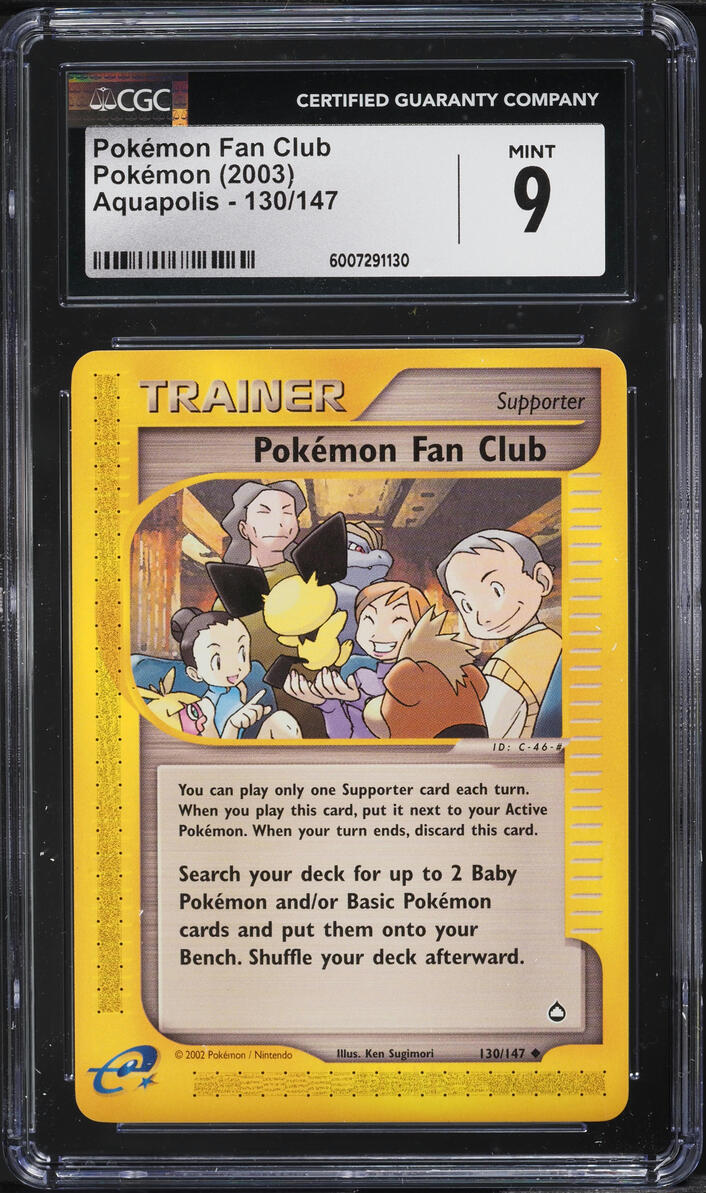 2003 POKEMON AQUAPOLIS POKEMON FAN CLUB #130 CGC 9 MINT – lowpopping