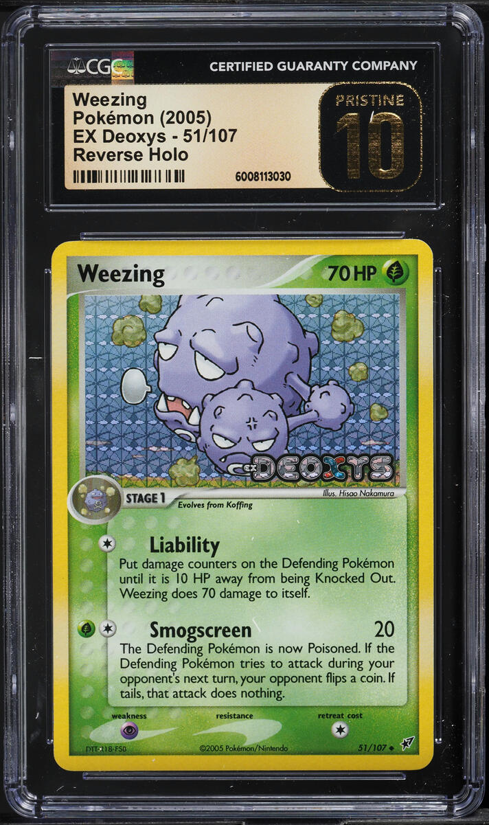 2005 POKEMON EX DEOXYS REVERSE HOLO WEEZING #51 CGC 10 PRISTINE ...