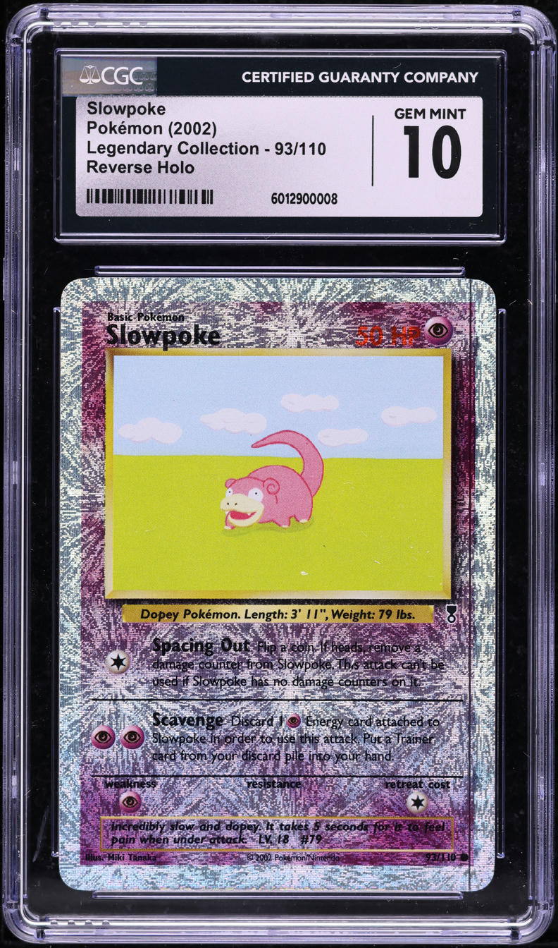 2002 POKEMON LEGENDARY COLLECTION REVERSE HOLO SLOWPOKE #93 CGC 10 GEM ...