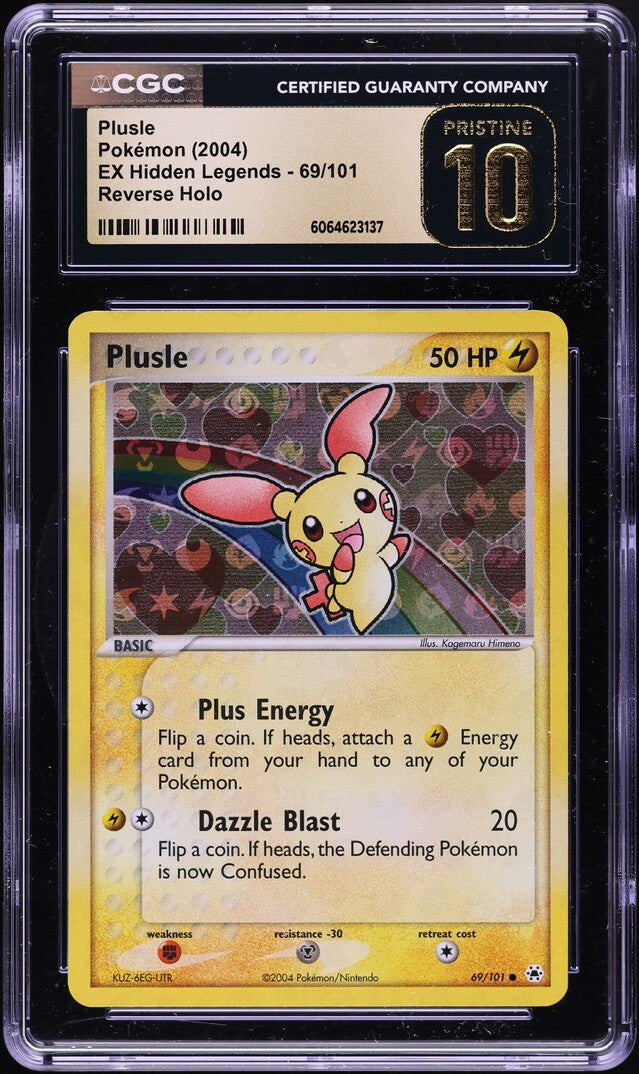 2004 POKEMON EX HIDDEN LEGENDS REVERSE HOLO PLUSLE #69 CGC 10 PRISTINE ...