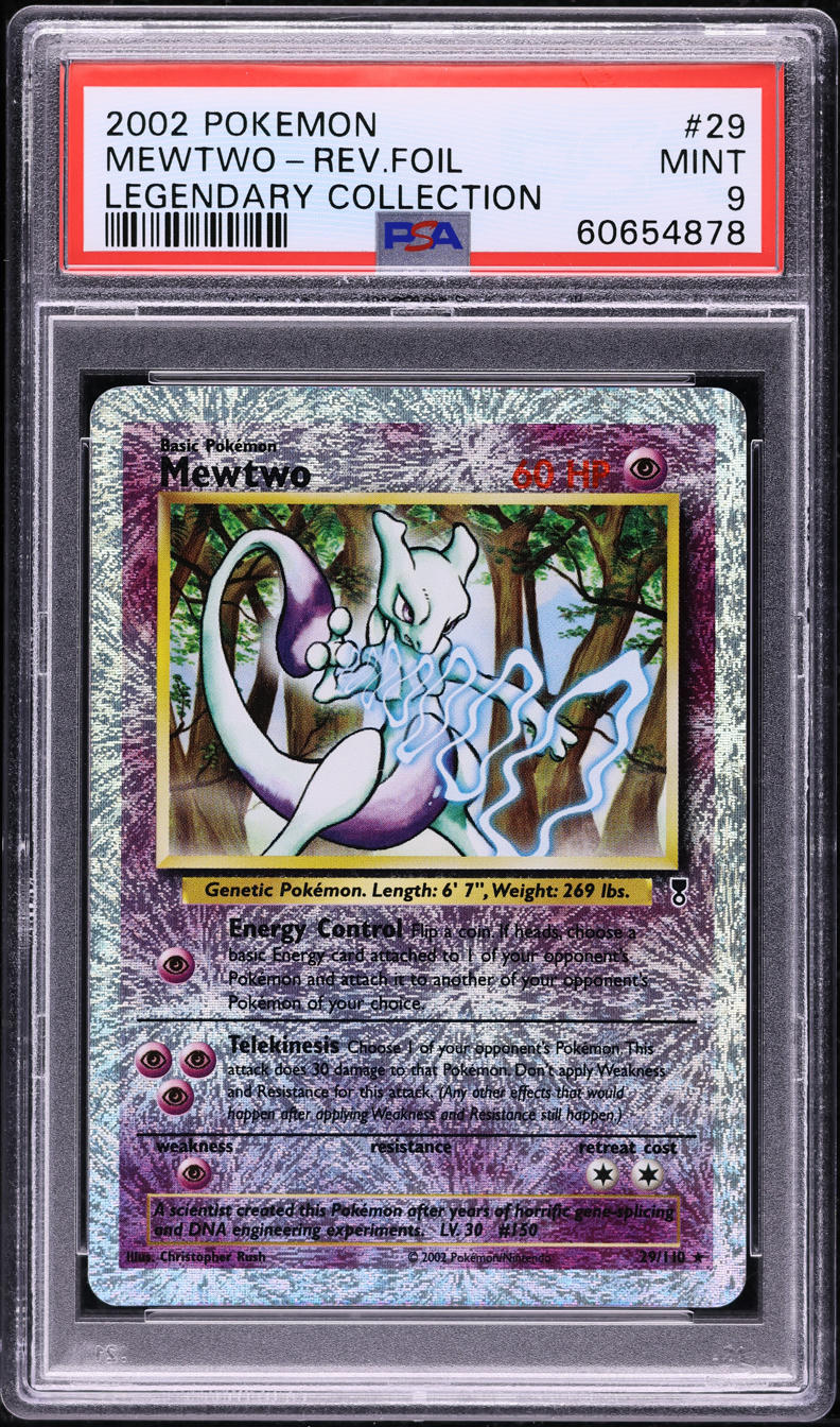 2002 POKEMON LEGENDARY COLLECTION REVERSE HOLO MEWTWO #29 PSA 9 ...