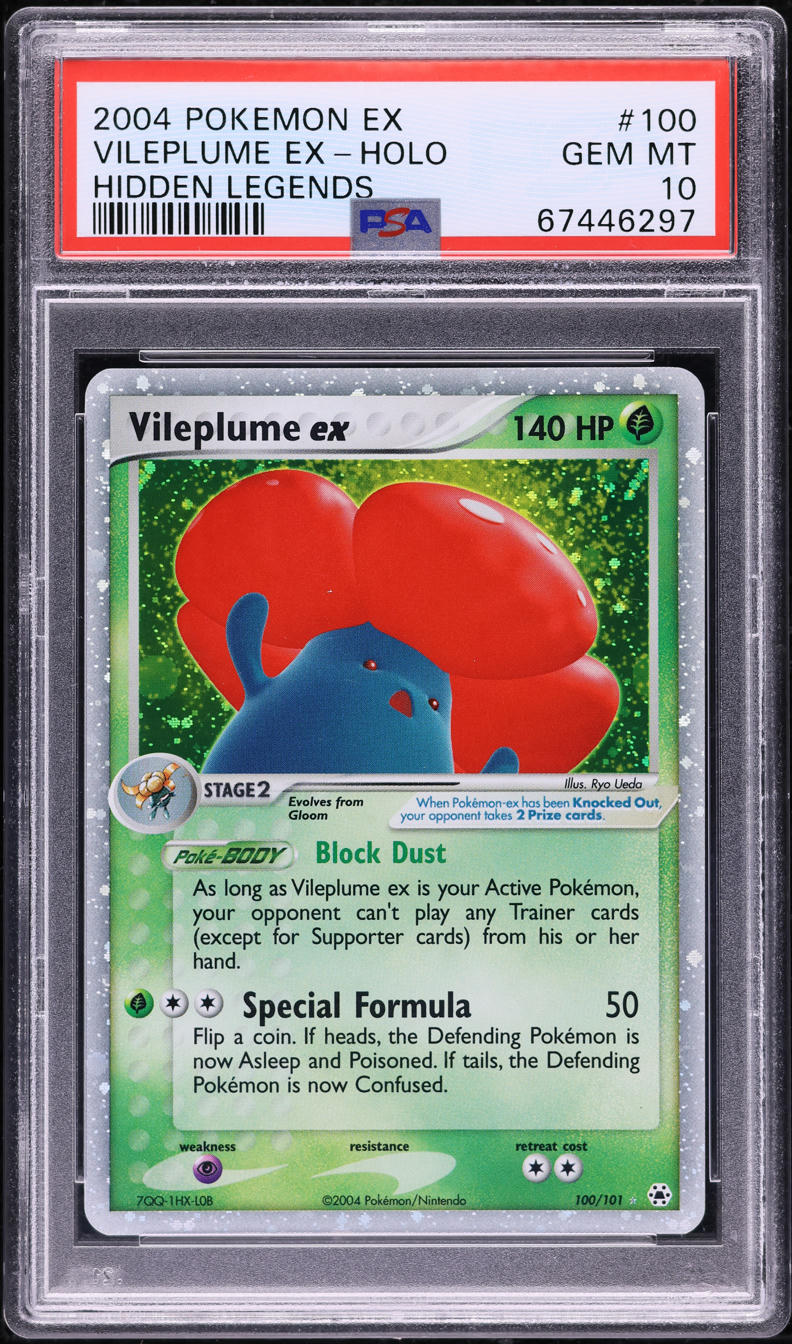 2004 POKEMON EX HIDDEN LEGENDS HOLO VILEPLUME EX #100 PSA 10 GEM MINT ...