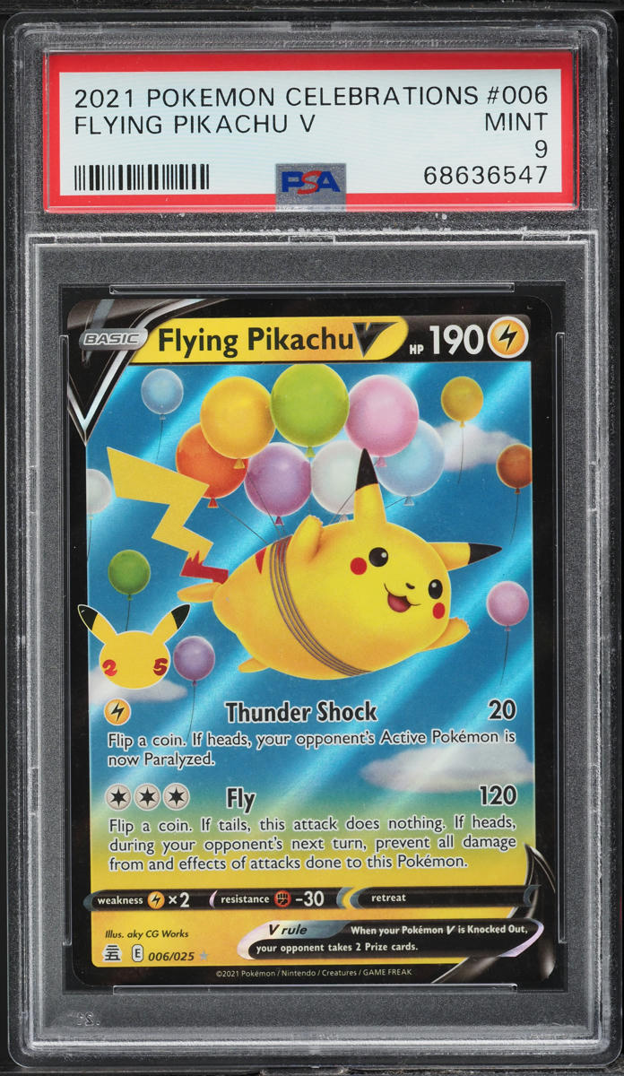 2021 POKEMON SWORD & SHIELD CELEBRATIONS FLYING PIKACHU V #6 PSA 9 MIN ...