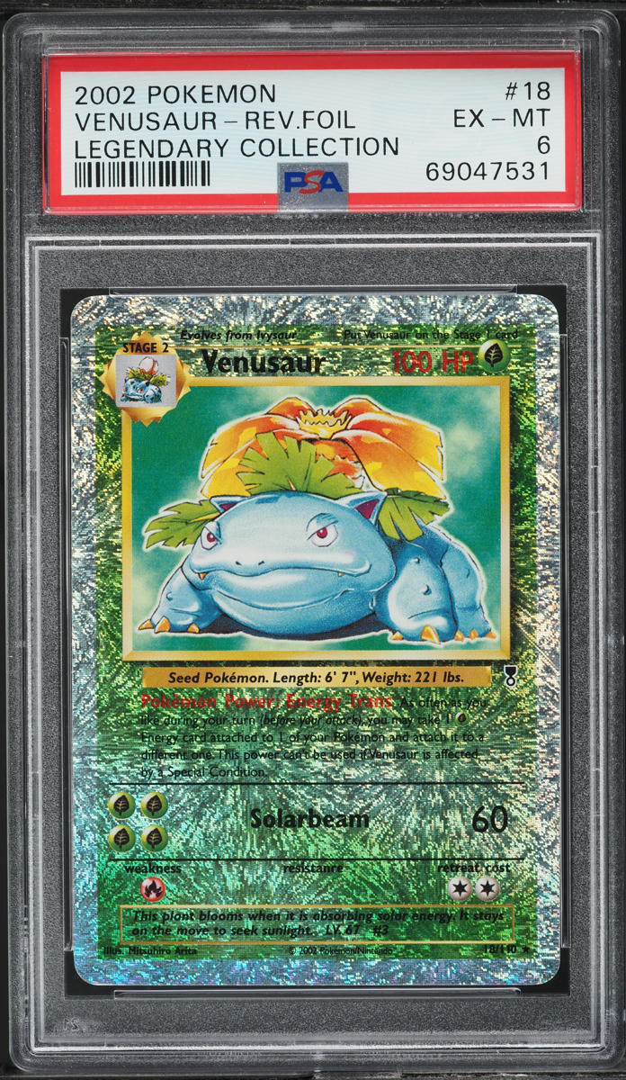 2002 POKEMON LEGENDARY COLLECTION REVERSE HOLO VENUSAUR #18 PSA 6 EXMT ...
