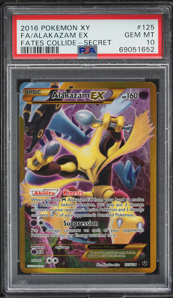 2016 POKEMON XY FATES COLLIDE SECRET RARE ALAKAZAM EX #125 PSA 10 GEM ...