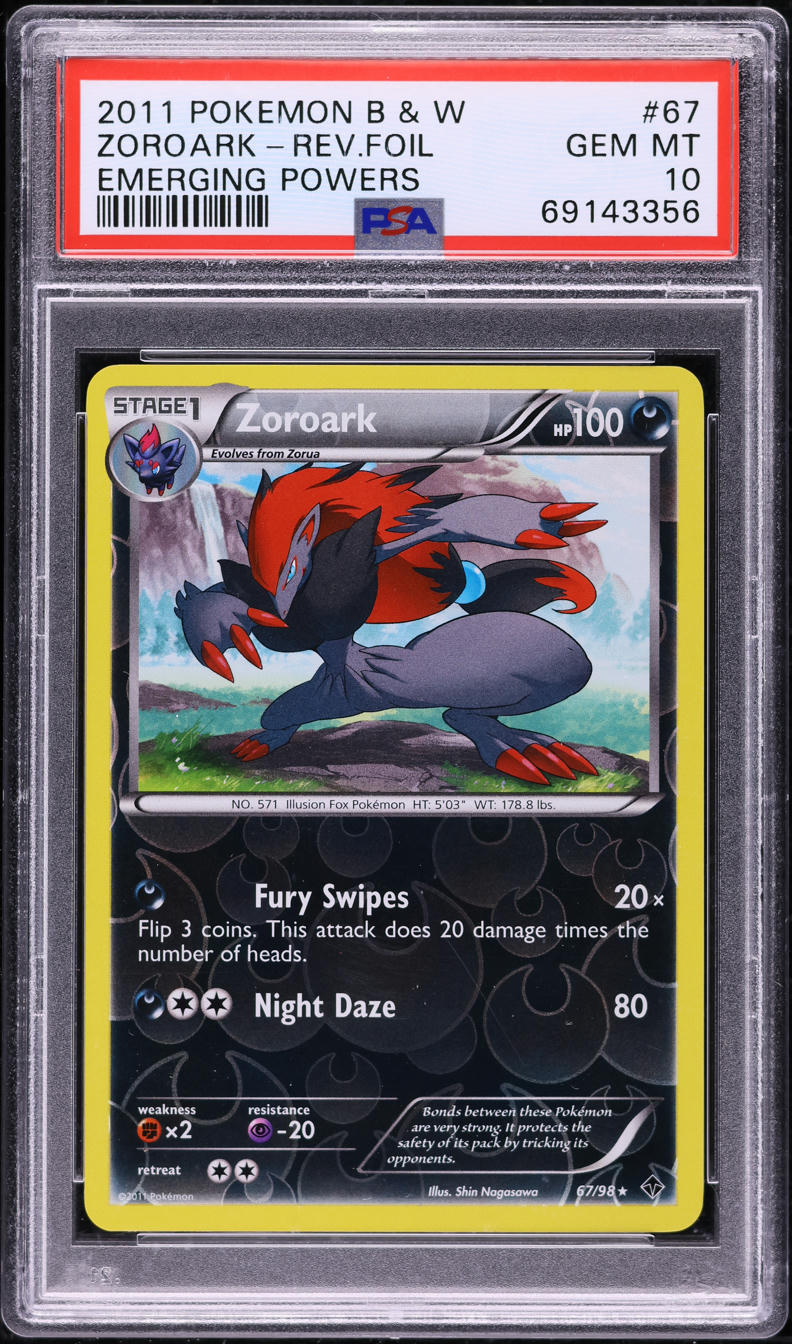 2011 POKEMON BLACK & WHITE EMERGING POWERS REVERSE HOLO ZOROARK #67 PS – lowpopping