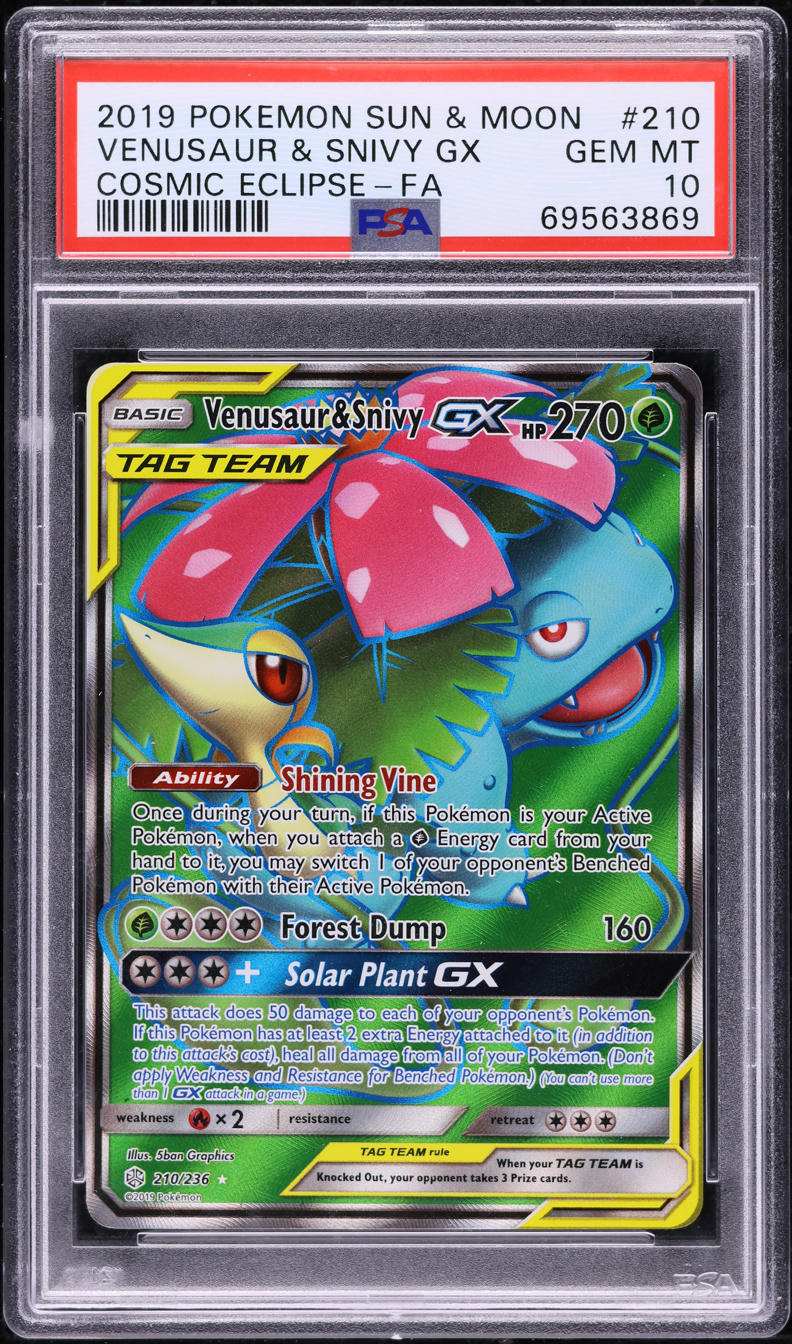 2019 POKEMON SUN & MOON COSMIC ECLIPSE FULL ART VENUSAUR & SNIVY GX #2 ...