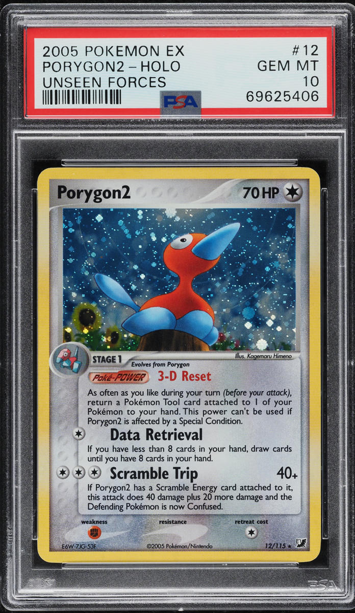 2005 POKEMON EX UNSEEN FORCES HOLO PORYGON2 #12 PSA 10 GEM MINT ...