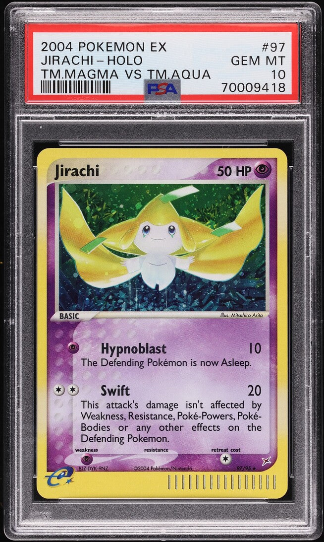 2004 POKEMON EX TEAM MAGMA VS TEAM AQUA HOLO JIRACHI #97 PSA 10 ...
