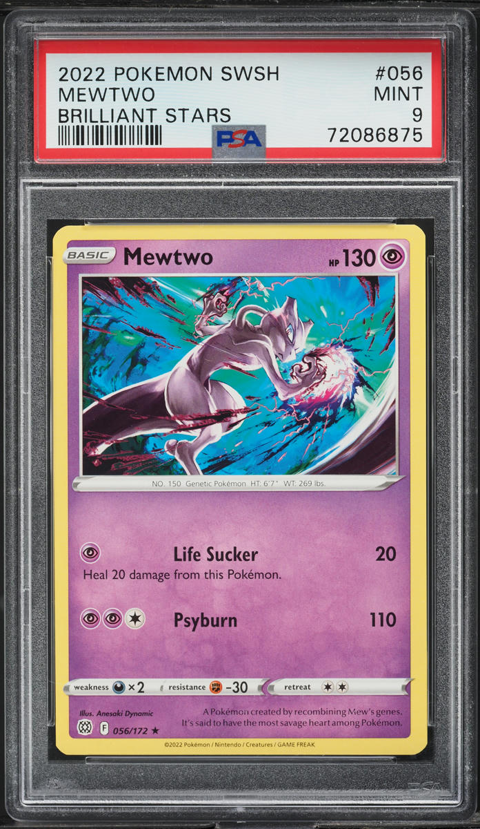 2022 POKEMON SWORD & SHIELD BRILLIANT STARS MEWTWO #056 PSA 9 MINT ...
